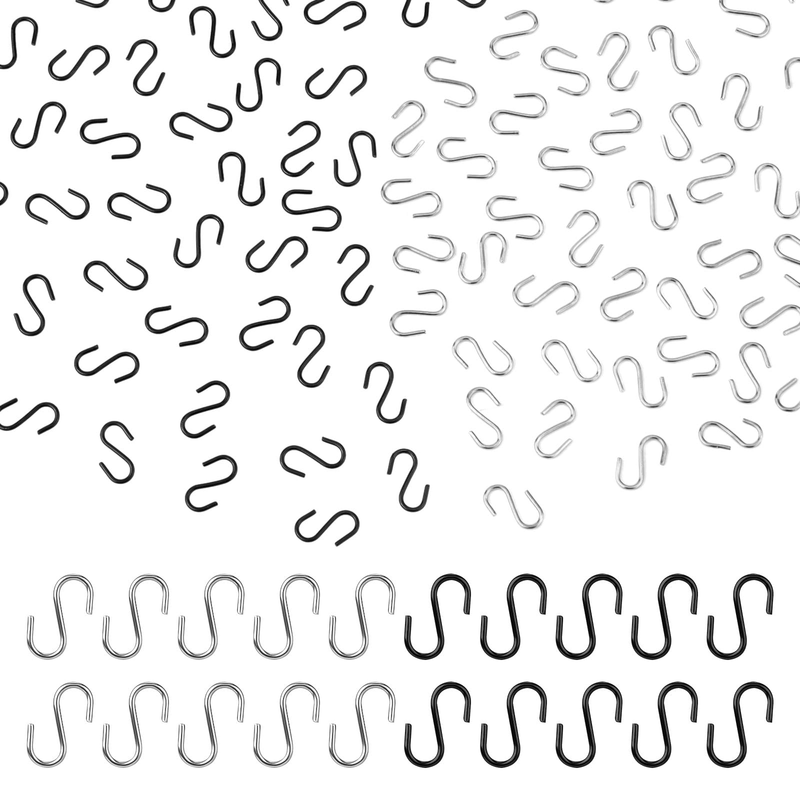 Amazon.com: XIHIRCD 100pcs Miniature S Hooks for Hanging, Metal Silver ...