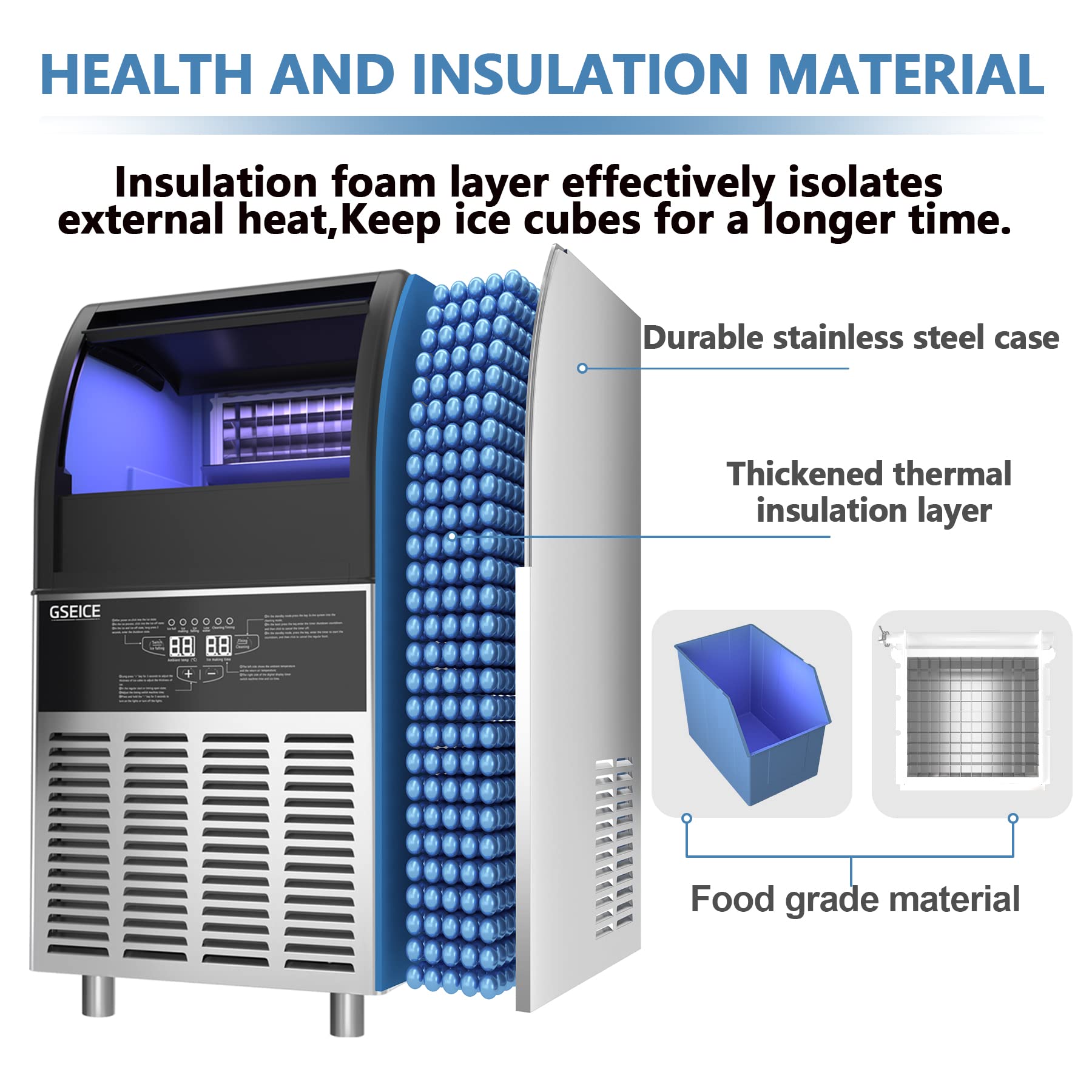 GSEICE Commercial Ice Maker Machine - 90lbs Ready in 24Hrs - Under ...