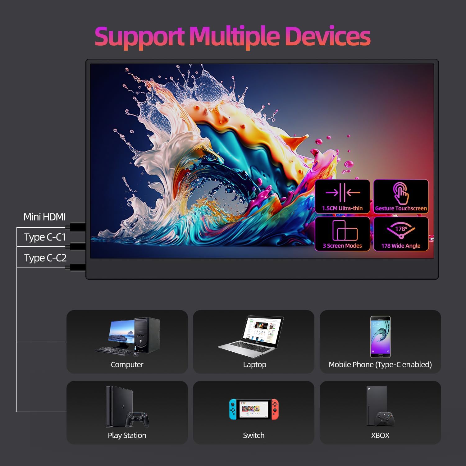 Bettdow Portable Touchscreen Monitor 15.6-inch FHD 1080P User Manual