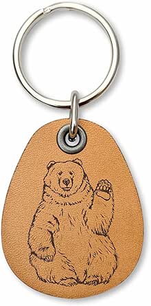 Amazon.com: ForLeatherMore - Waving Bear - Genuine Leather Keychain ...