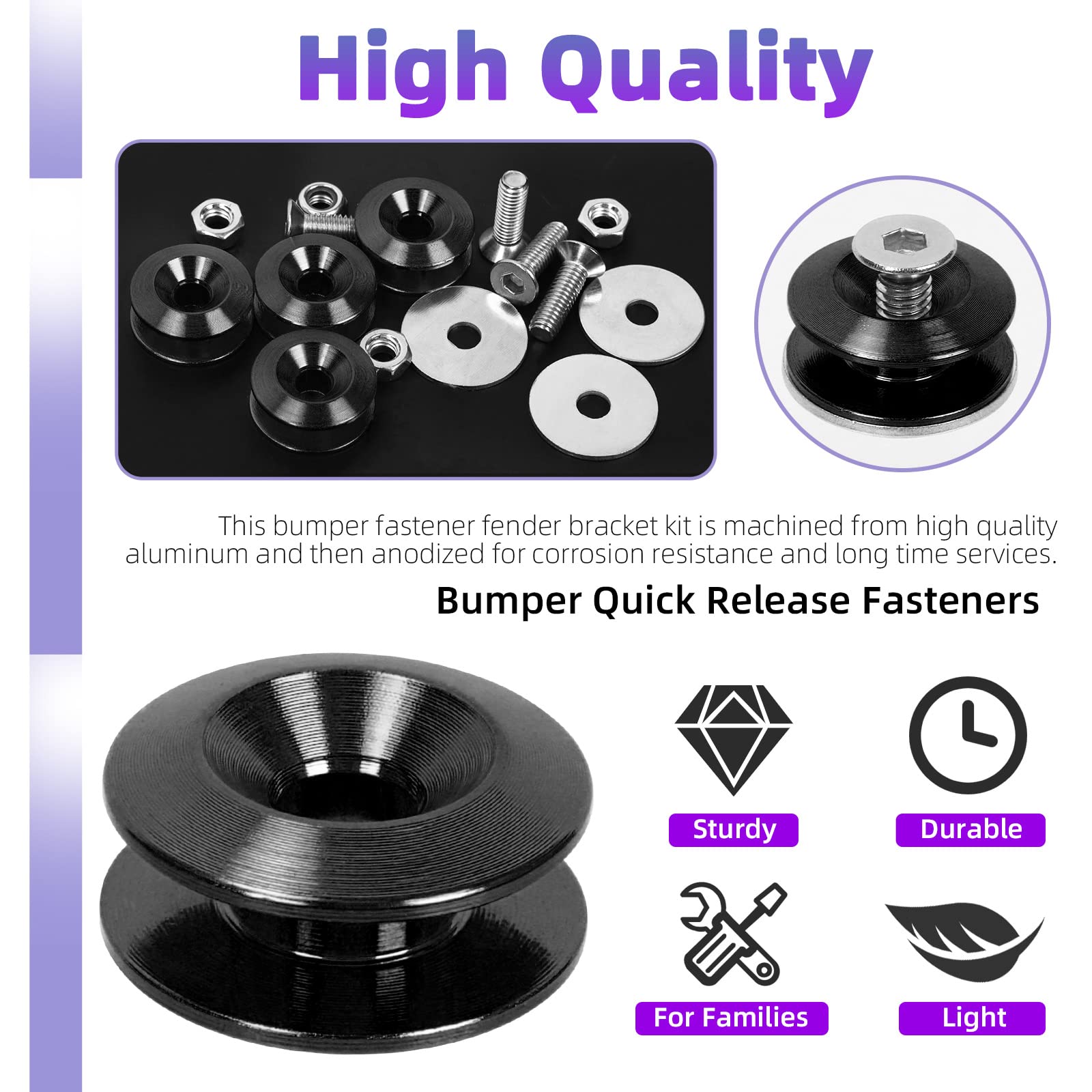 Snapklik.com : 54Pcs - 3 Pairs Black Quick Release Fastener Kit ...