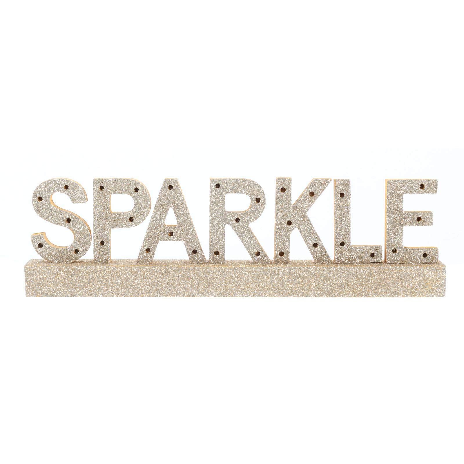 Mr Crimbo Champagne Coloured Glitter Sparkle Word Light Up Wooden Sign ...
