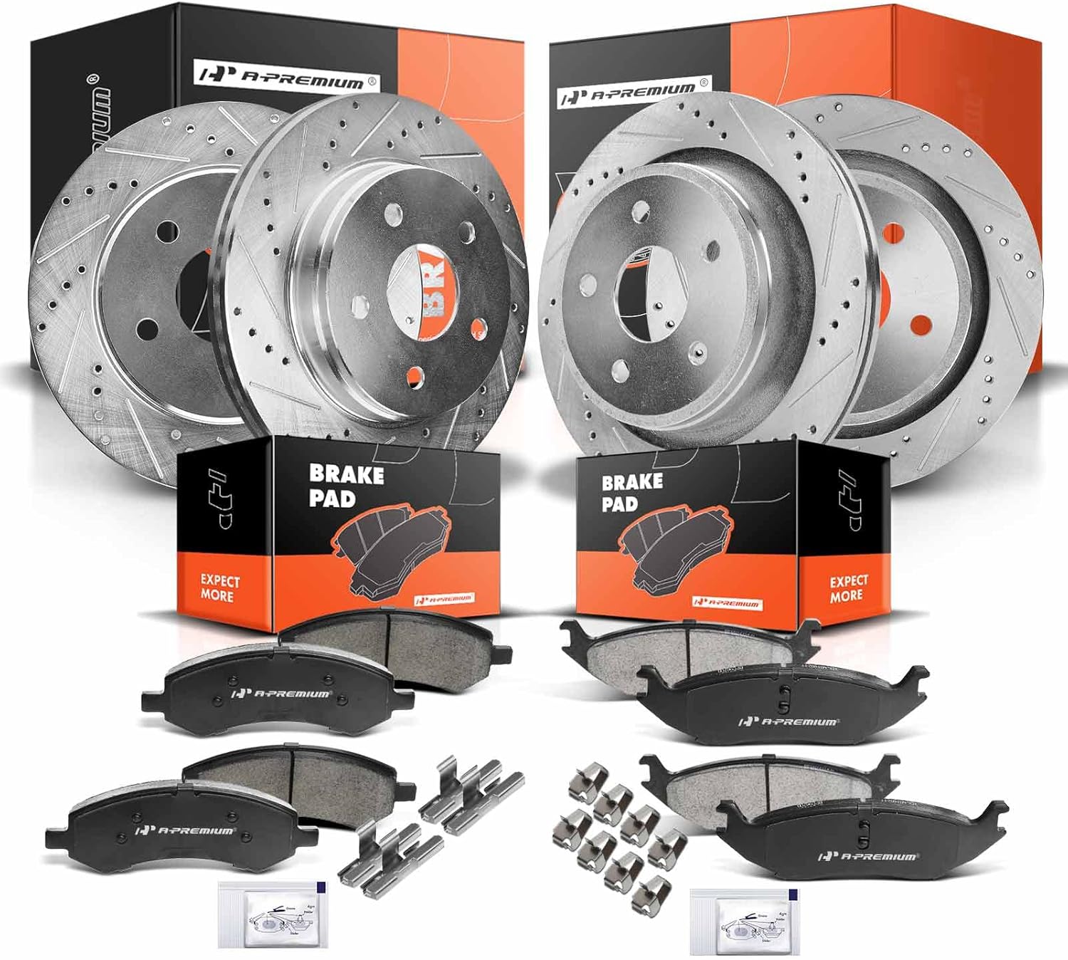Amazon.com: A-Premium Front & Rear Drilled and Slotted Disc Brake Rotors + Ceramic Pads Kit ...