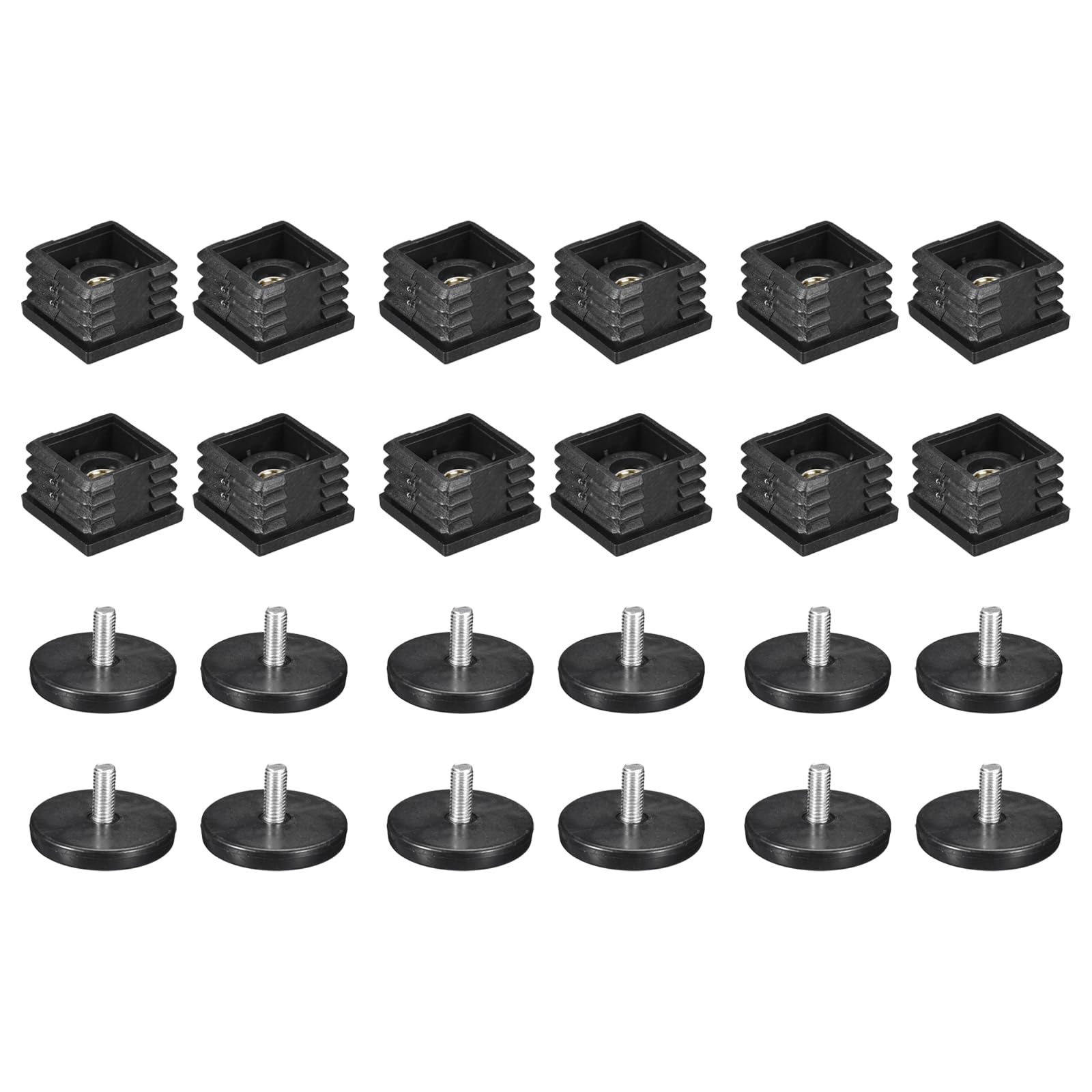 Amazon.com: uxcell 12Pcs Inserts for Square Tubes with Leveling Feet ...