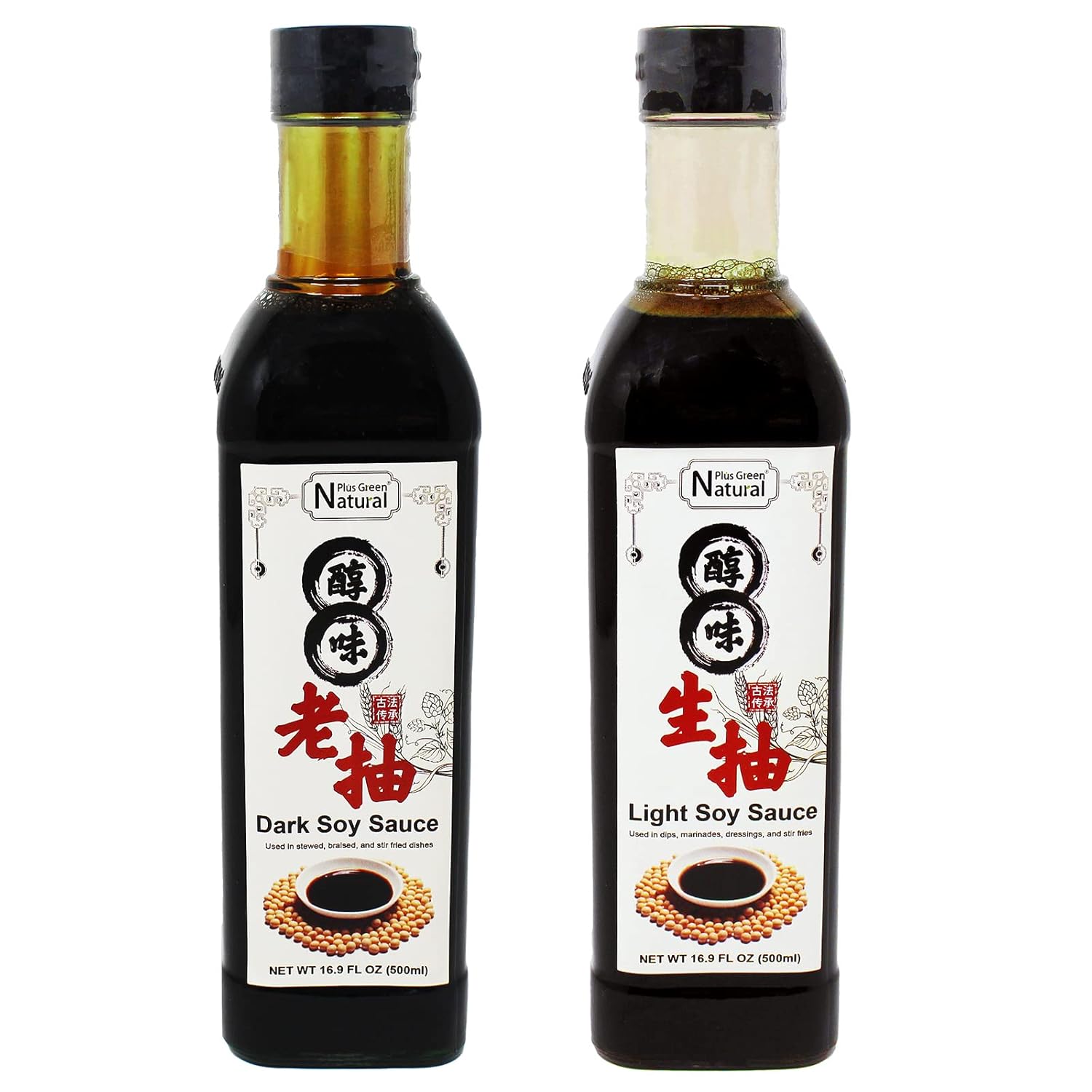 Amazon.com : NPG Premium Light and Dark Soy Sauce Set 16.9 FL Oz (Pack ...