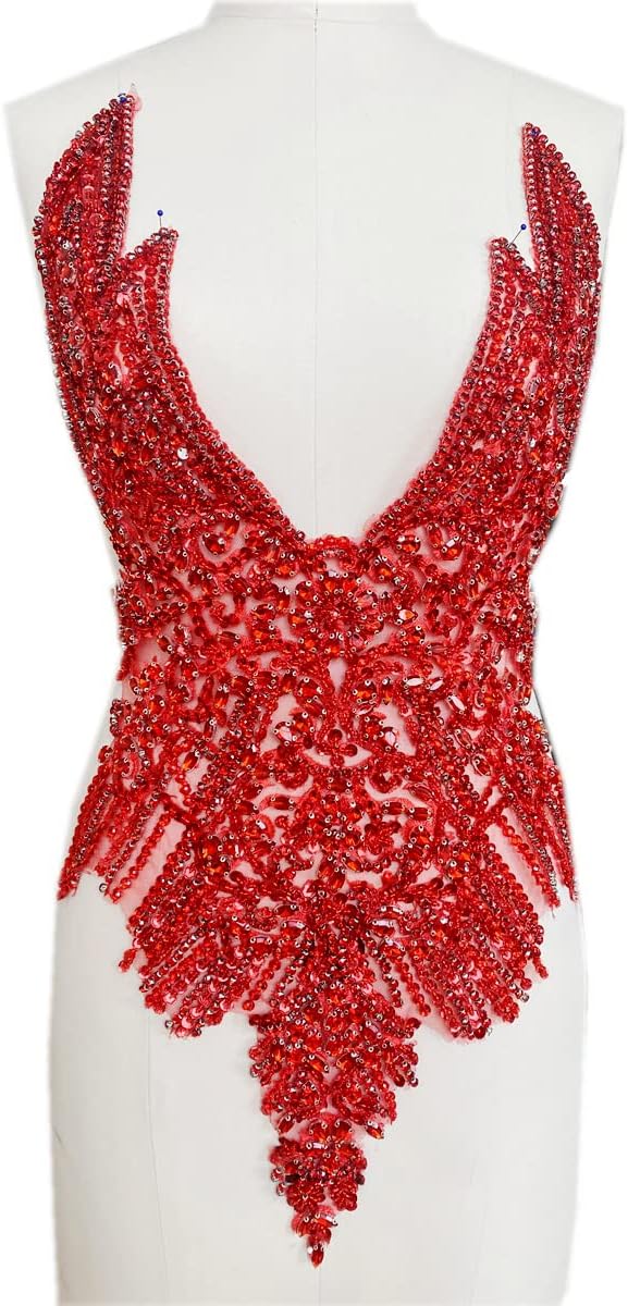 Amazon.com: Handmade Rhinestones lace Body Applique handsewing Beads ...