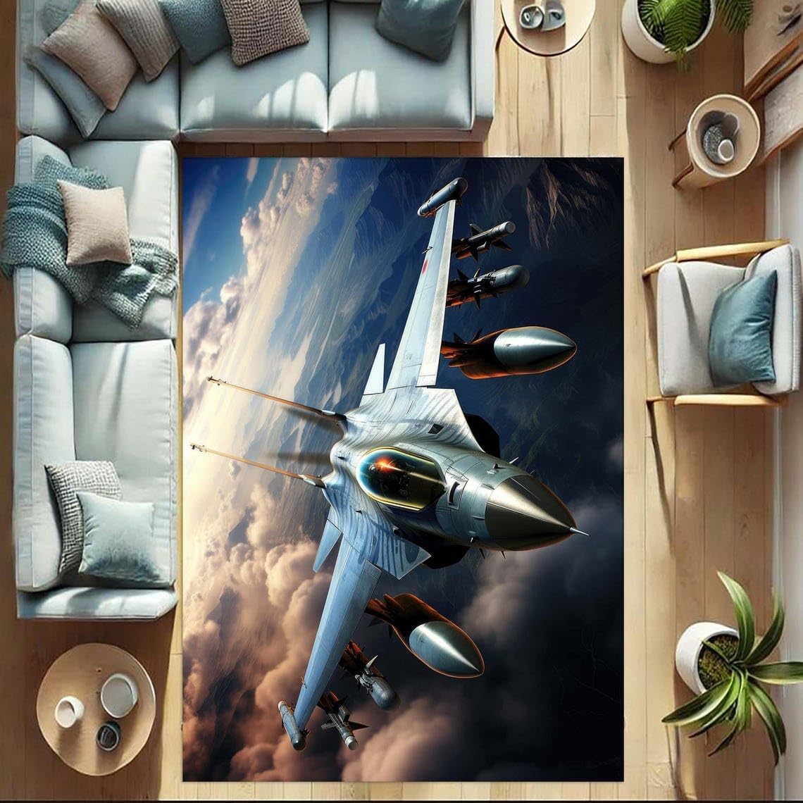 Amazon.com: Fighter Jet Rug, Warplane Carpet, Aviation Gift, Airplane ...