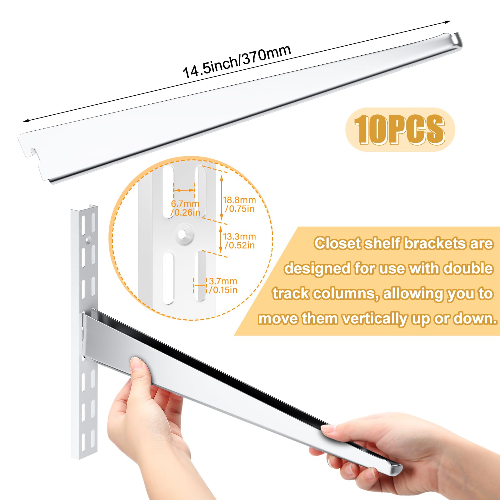 Snapklik.com : Yalikop 10 Pack Adjustable Shelf Brackets For Double ...