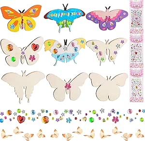 48pcs Farfalla di Legno Grezzo Decorazioni Legno,Farfalle Sagome Legno ...