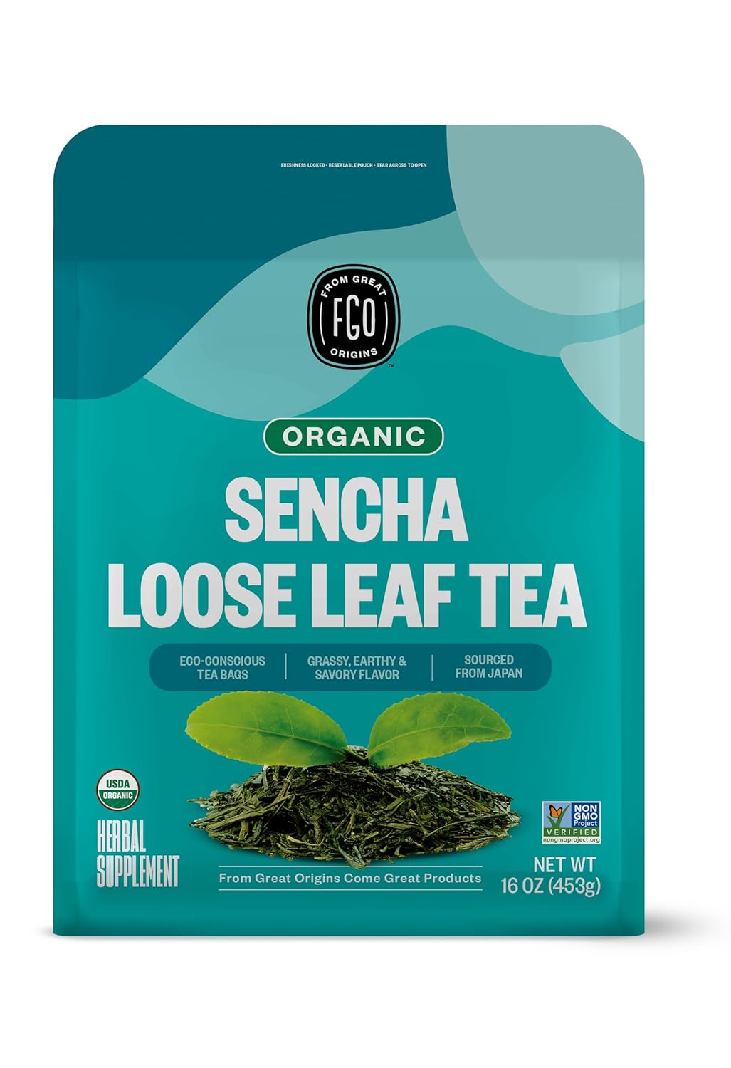 Amazon.com : FGO Organic Sencha Green Tea, 16 Ounce Loose Leaf Bulk ...