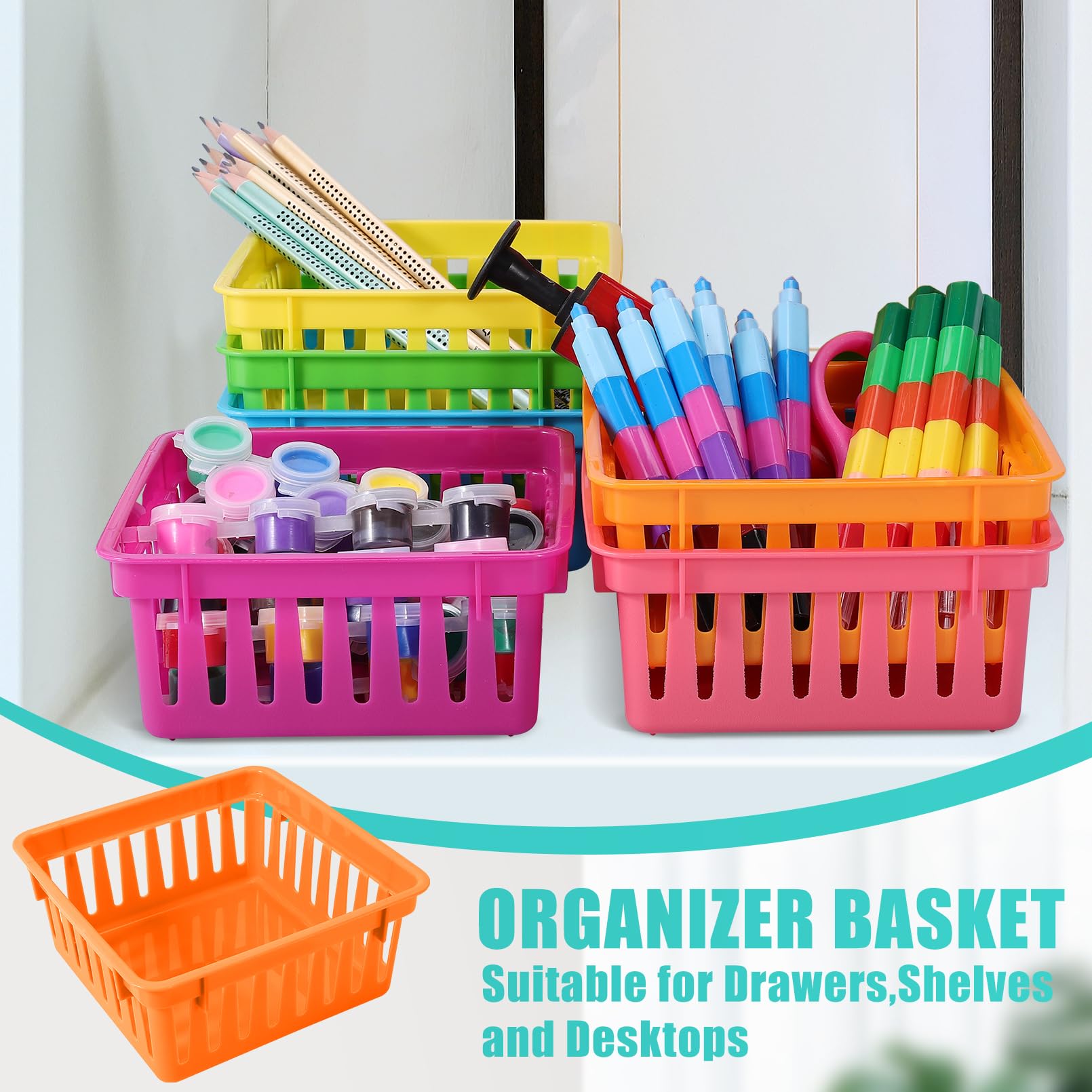 Snapklik.com : Dyrfolm 12 Pack Classroom Storage Baskets,Colorful ...