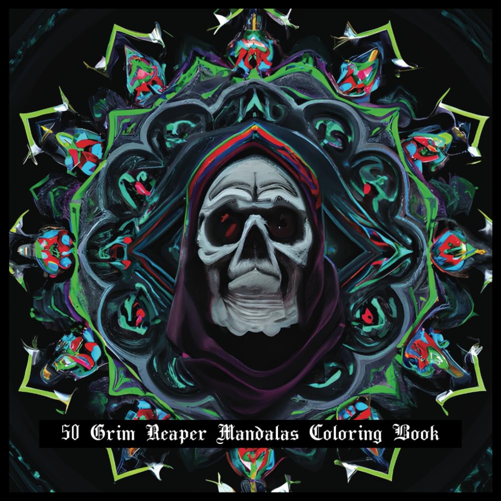 Amazon.com: 50 Grim Reaper Mandalas Coloring Book: 50 Unique Angel Of ...