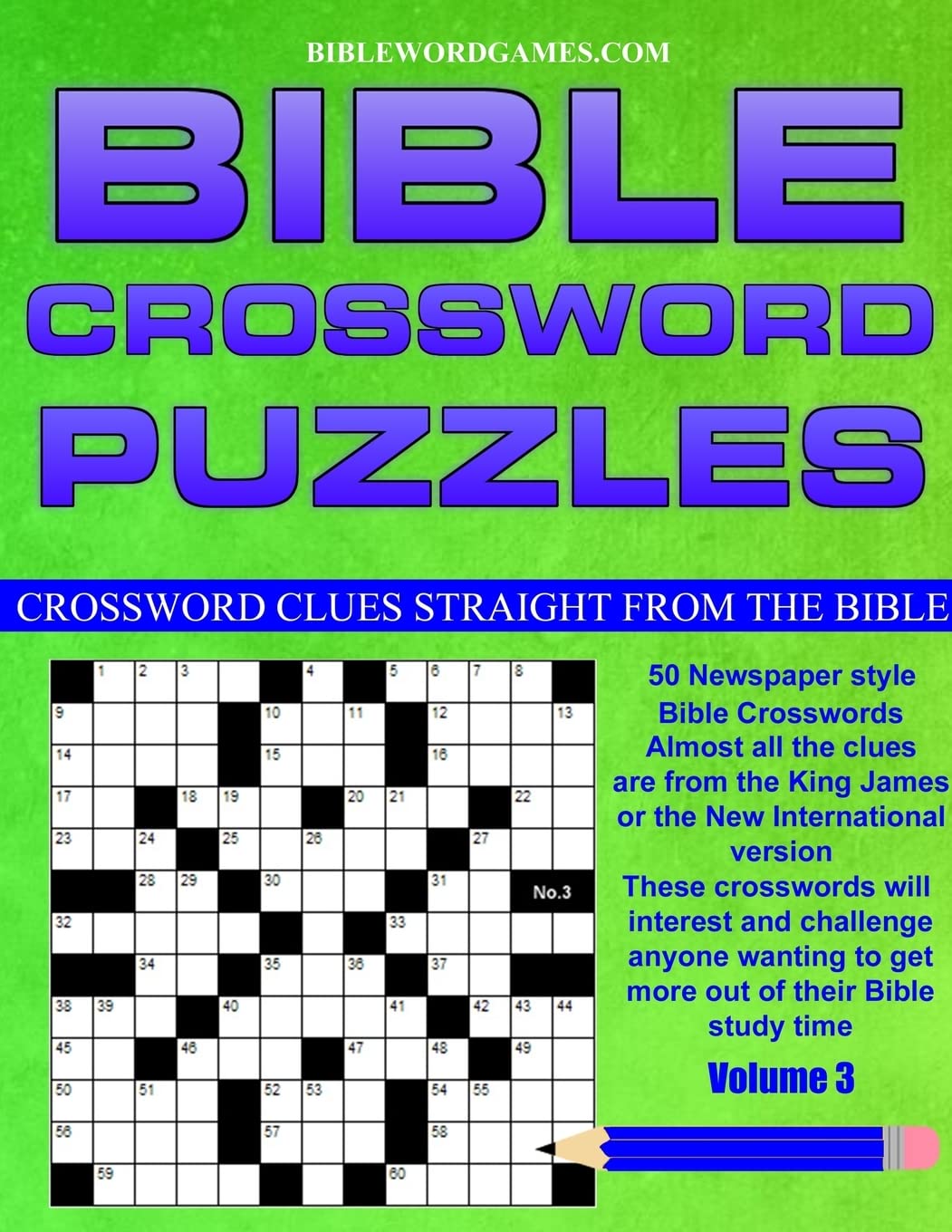 Bible Crossword Puzzles Volume 3: 50 Newspaper style Bible crosswords ...