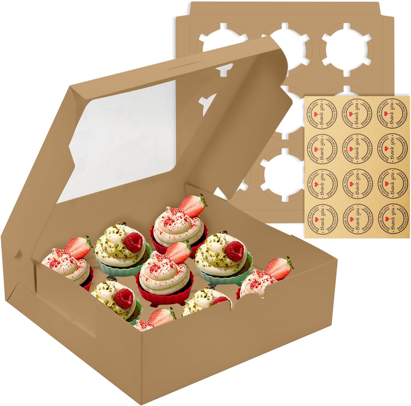 Amazon.com: POPUFUN 16 Sets of 9-Count White Cupcake Boxes with Window ...
