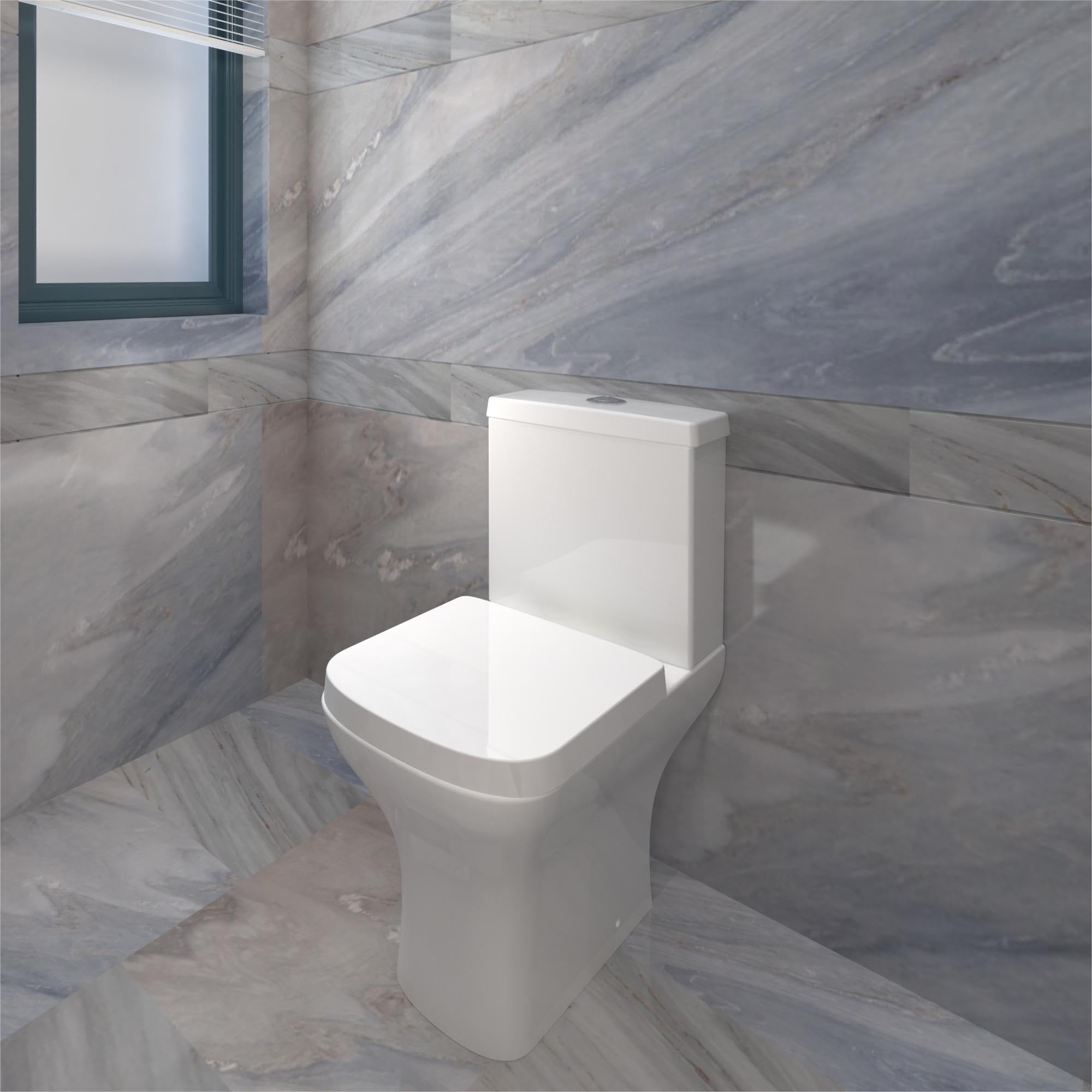 Buy SKY Bathroom Square Toilet Close Coupled Soft Close Seat Cistern ...