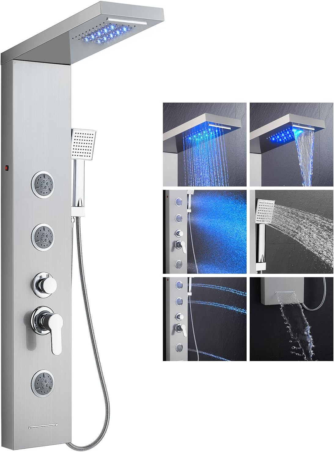ROVOGO Shower Panel Tower System Without Tap and Battery, 5 -Function ...