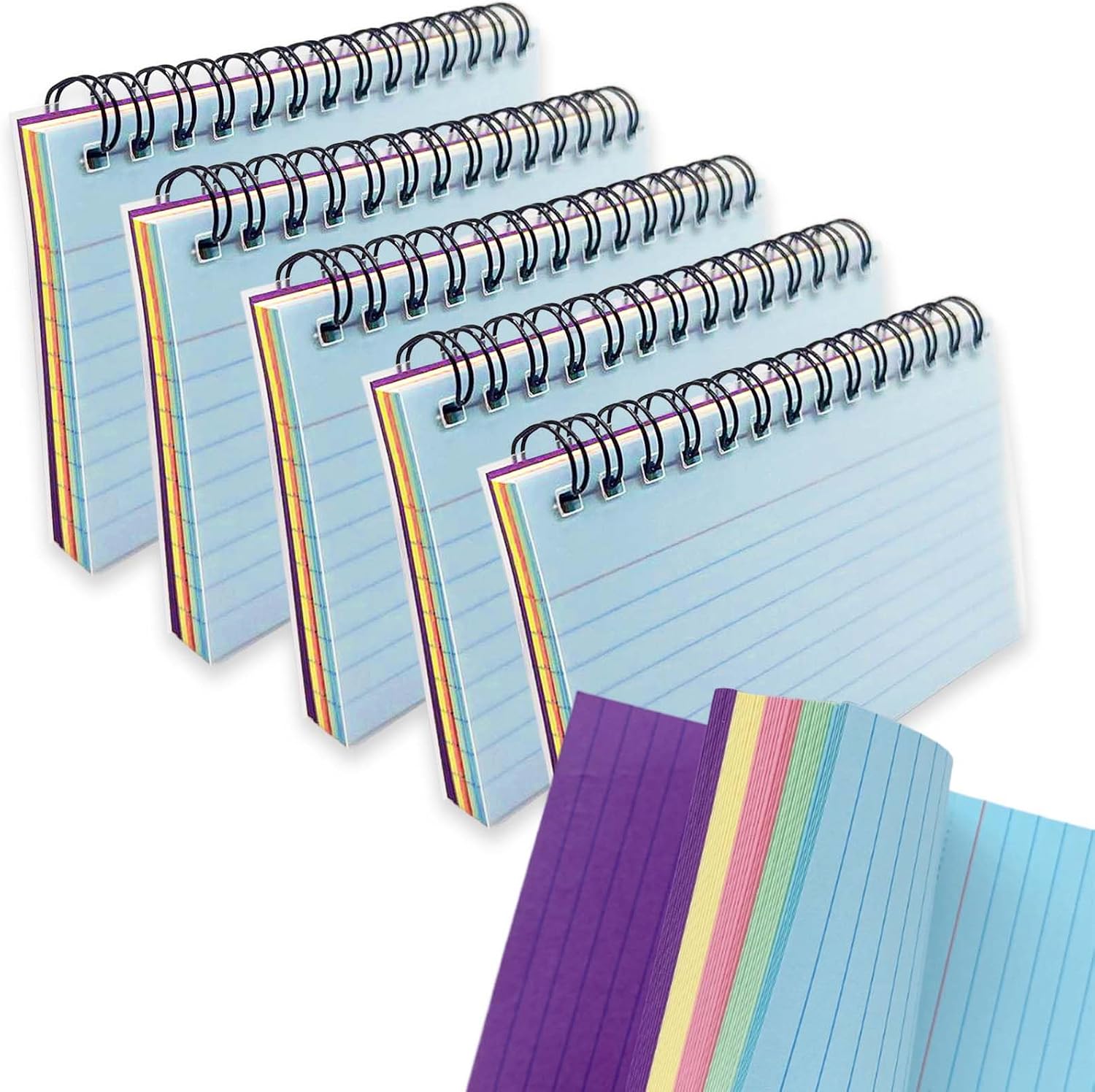 Amazon.com : 250 Sheets Index Cards with Ring, Tearable Spiral Bound ...