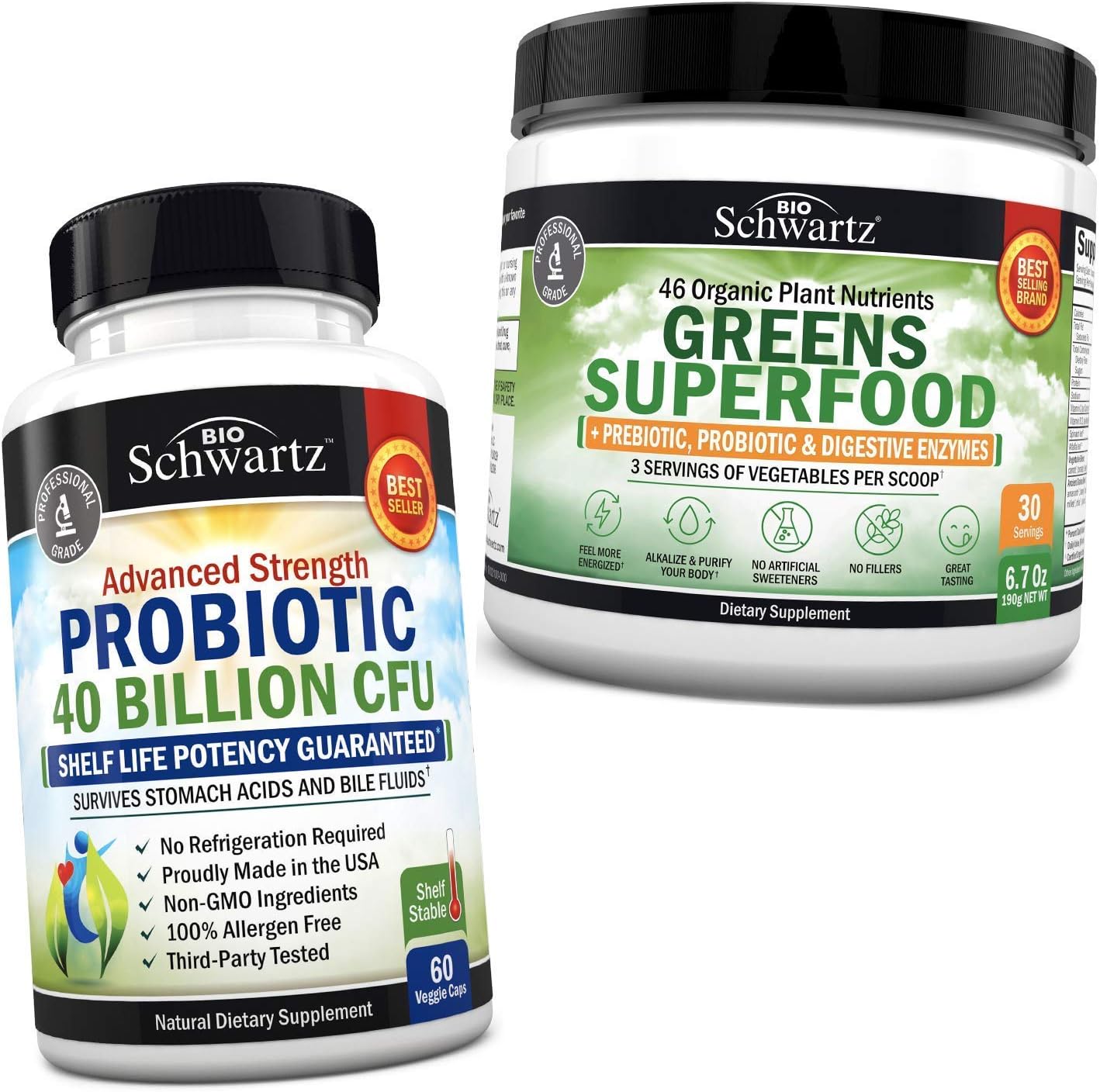 Amazon.com: Probiotic 40 Billion CFU + Super Greens Powder with 3 ...