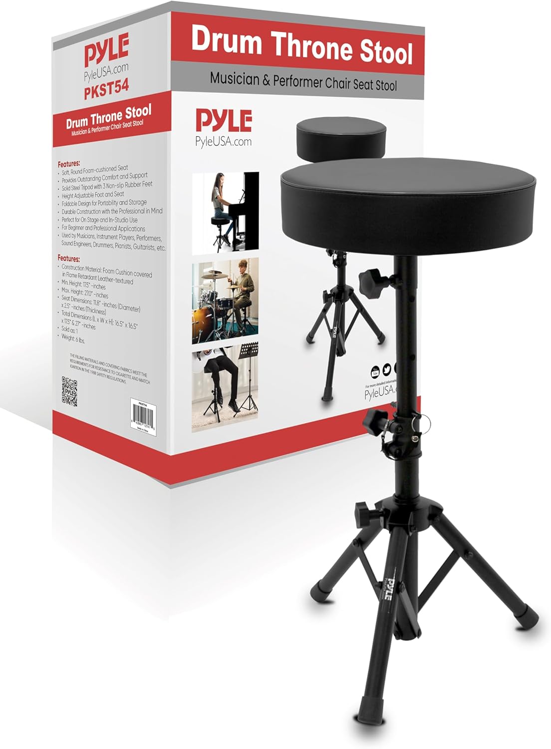 Amazon.com: Pyle Padded Musician Stool-Drum/Guitar/Keyboard Performers ...