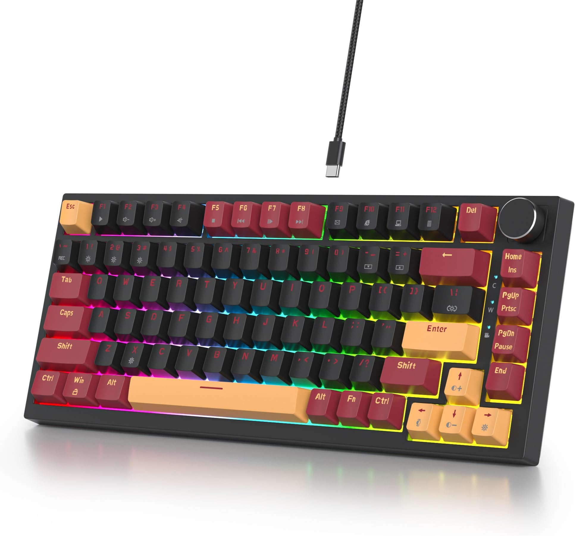 SOLIDEE Wired Mechanical Gaming Keyboard 75%, Hot-swappable Mechanical ...