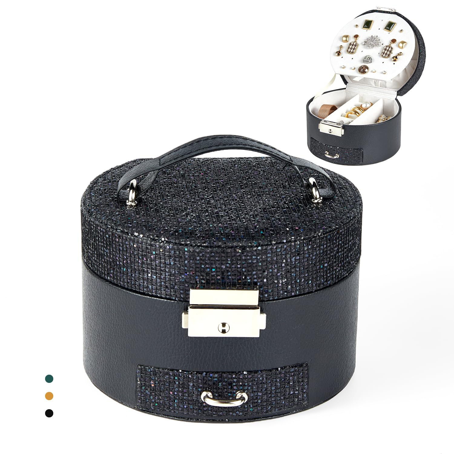 BUTI4WLD Small Jewelry Box,Travel Jewelry Holder Organizer with Handle ...