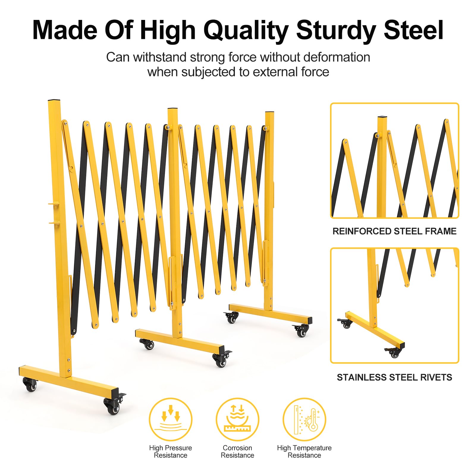 Snapklik.com : Industrial Expandable Metal Barricade, 16FT Mobile ...