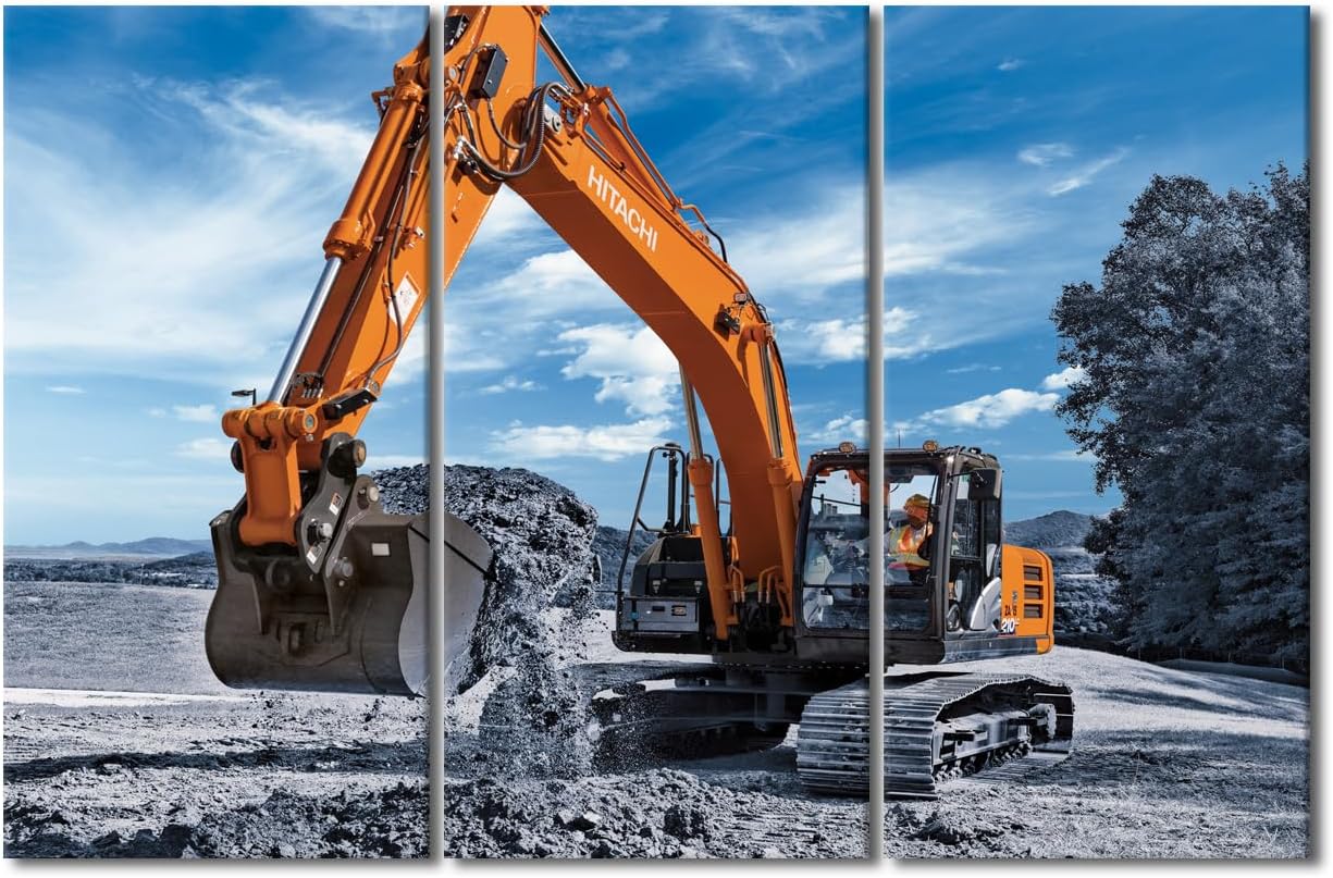 Amazon.com: Canvas Wall Art 3 Panel Heavy Machinery Office Decor Heavy ...