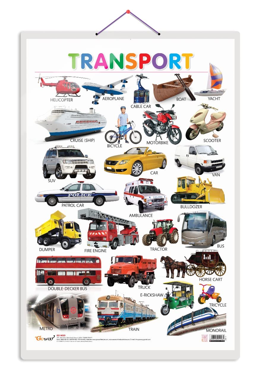 Transport Early Learning Educational Chart for Kids | 20"X30" inch |Non ...