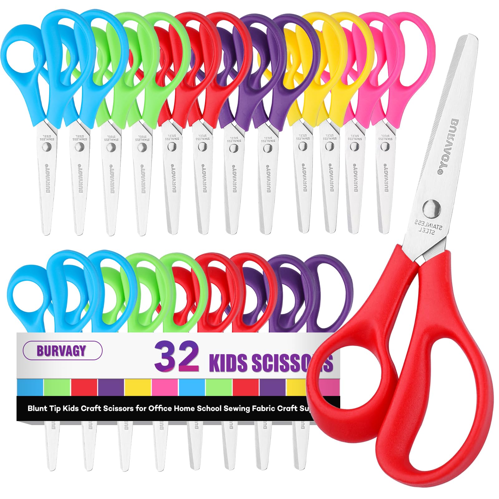 Amazon.com: BURVAGY Kids Scissors, 5.5'' Safety Toddler Scissors Blunt ...