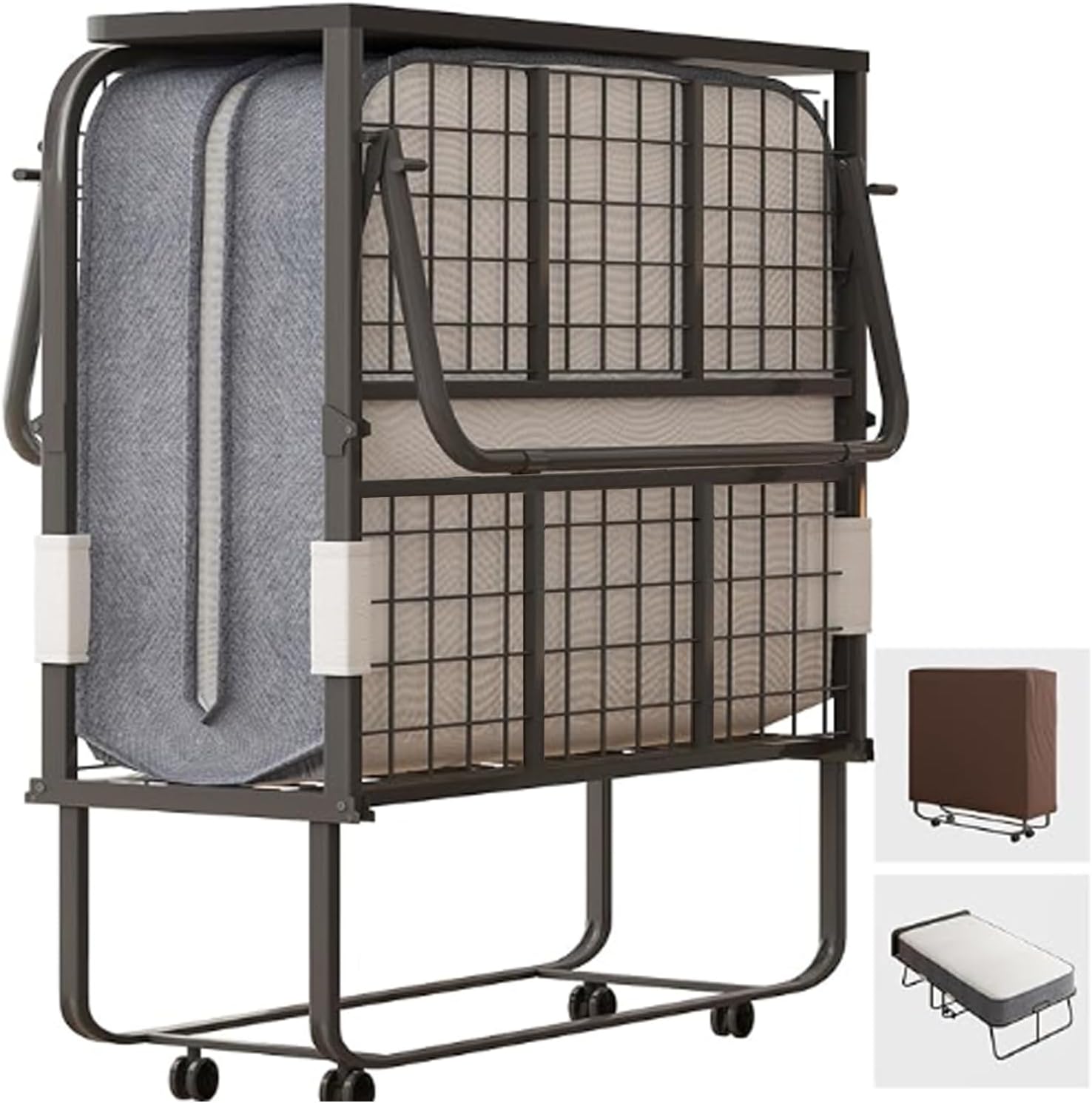 Amazon.com: CECER Folding Bed with 5" Foam Mattress, 75" x 46" Rollaway ...