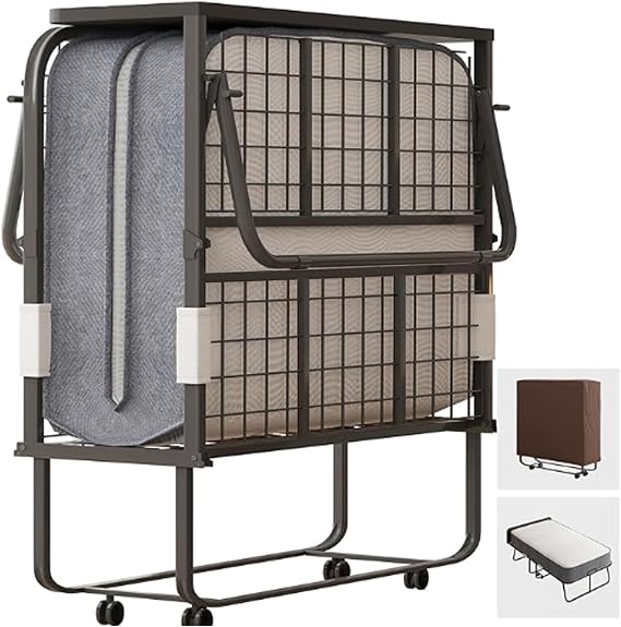 Amazon.com: CECER Folding Bed with Mattress, 75" x 46" Rollaway Bed for ...
