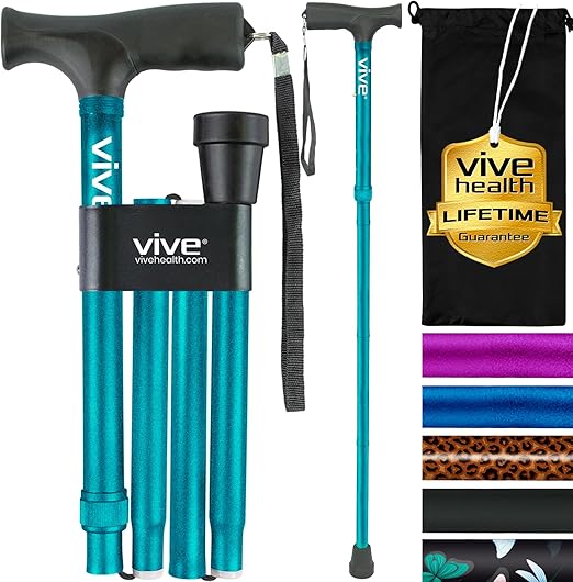 Amazon.com: Vive Folding Cane - Foldable Walking Cane for Men, Women ...