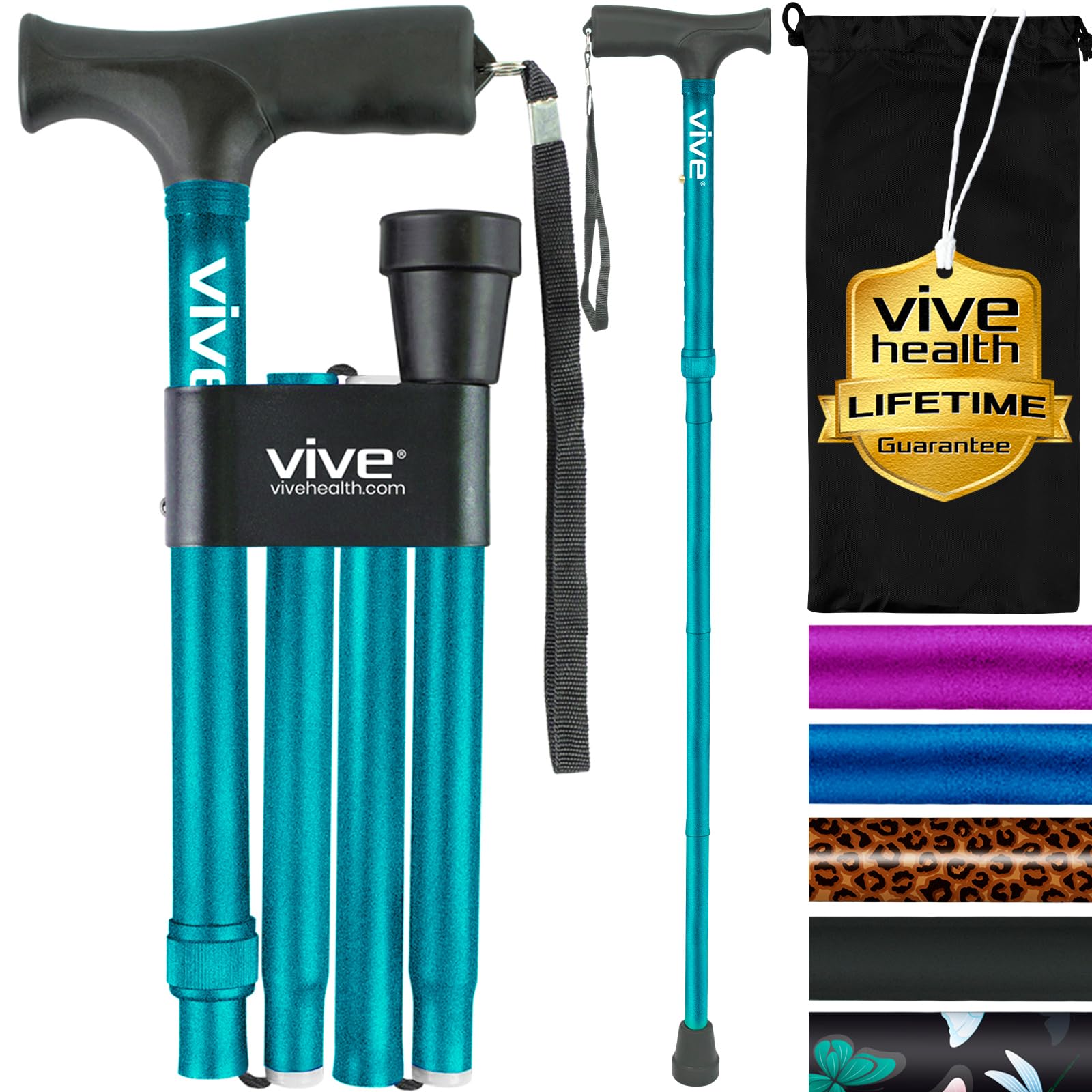 Amazon.com: Vive Folding Cane - Foldable Walking Cane for Men, Women ...