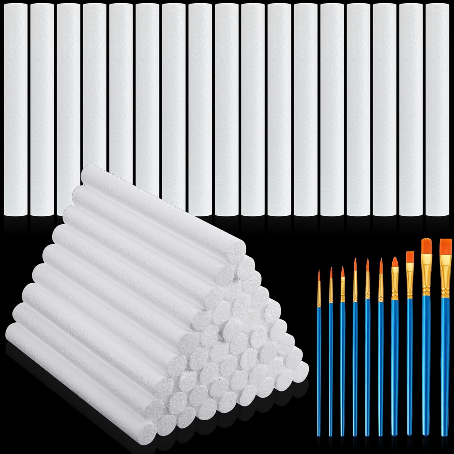 Amazon.com: 60 Pieces Foam Cylinders for Crafts with 10 Nylon Brushes ...