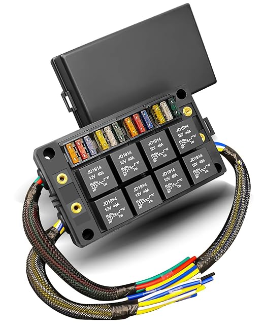 Amazon.com: 12V Relay Fuse Box with 12 ATC ATO Fuse Holder and 8 Relay ...