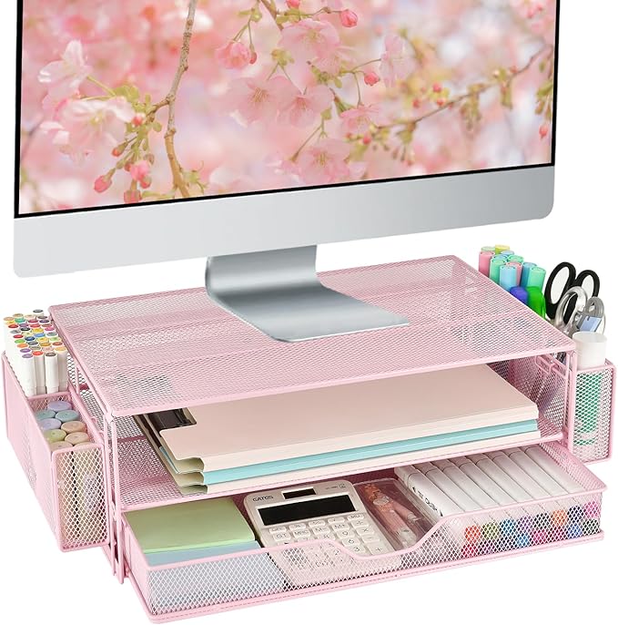 Amazon.com: AUPSEN Computer Monitor Stands with Drawers and 2 Pen ...