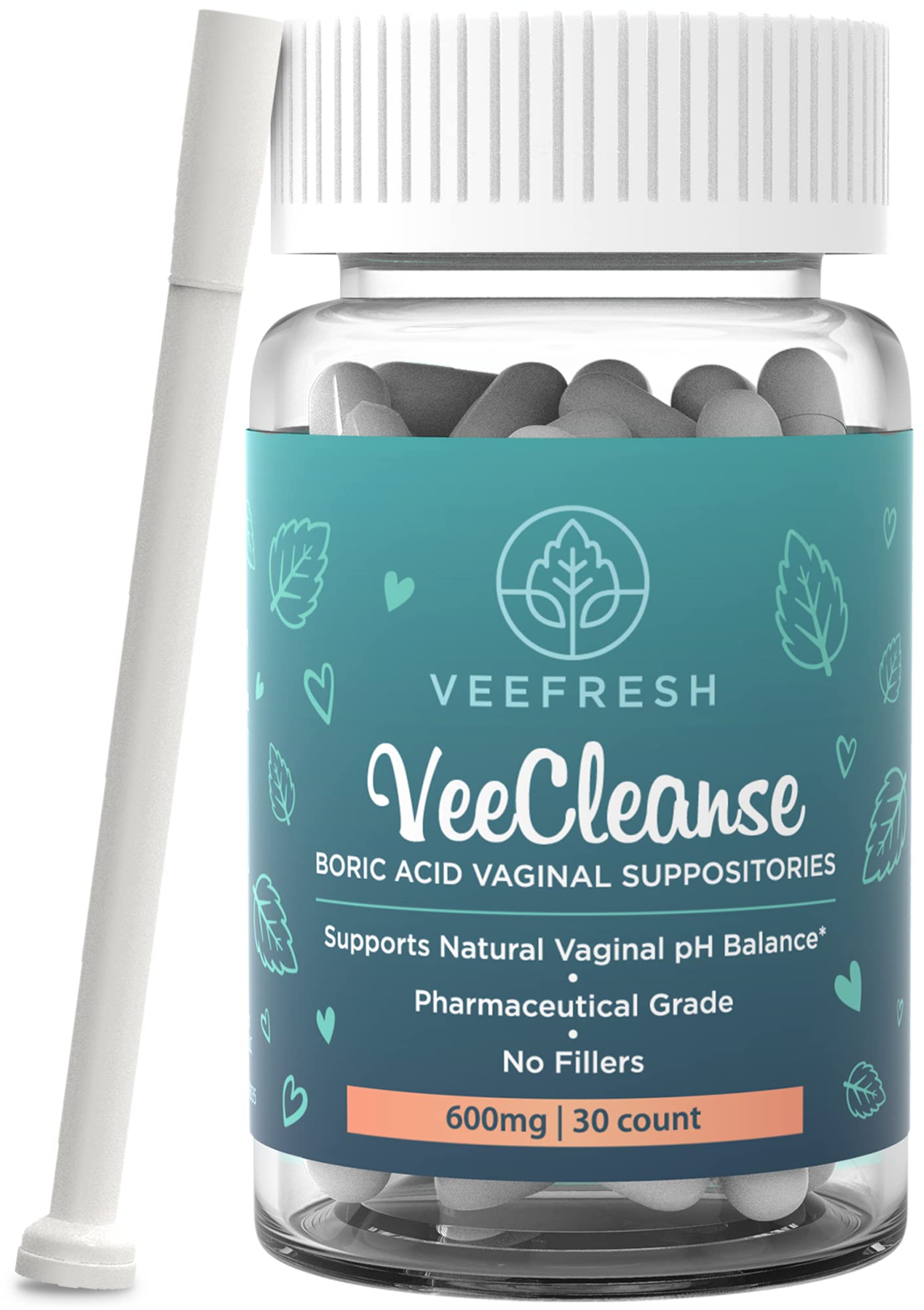 VeeFresh VeeCleanse Boric Acid Suppositories with Applicator - pH ...