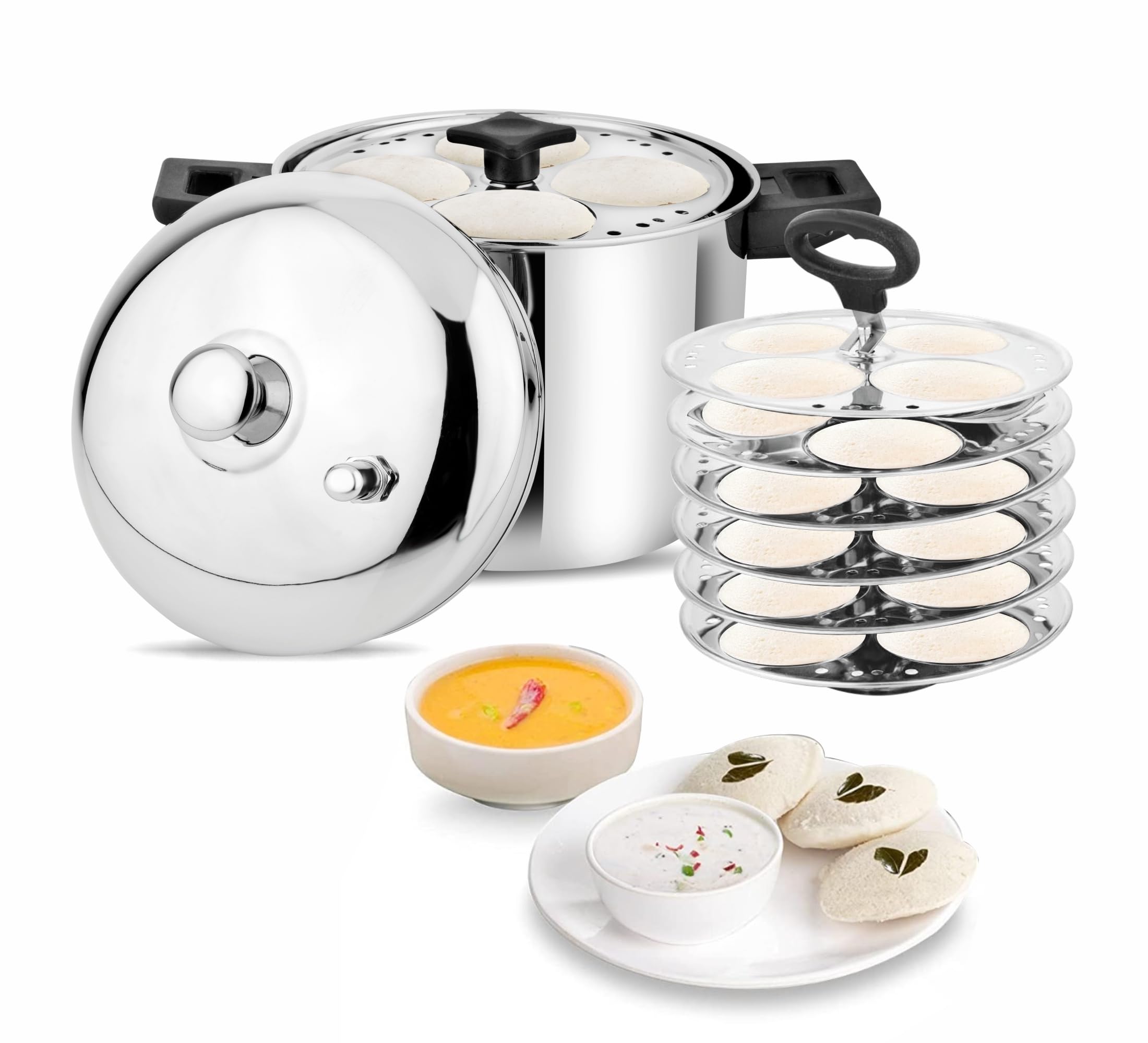 Buy VARCHAS Stainless Steel Idli Cooker with 6 Plates 24 Idlis | Idly ...