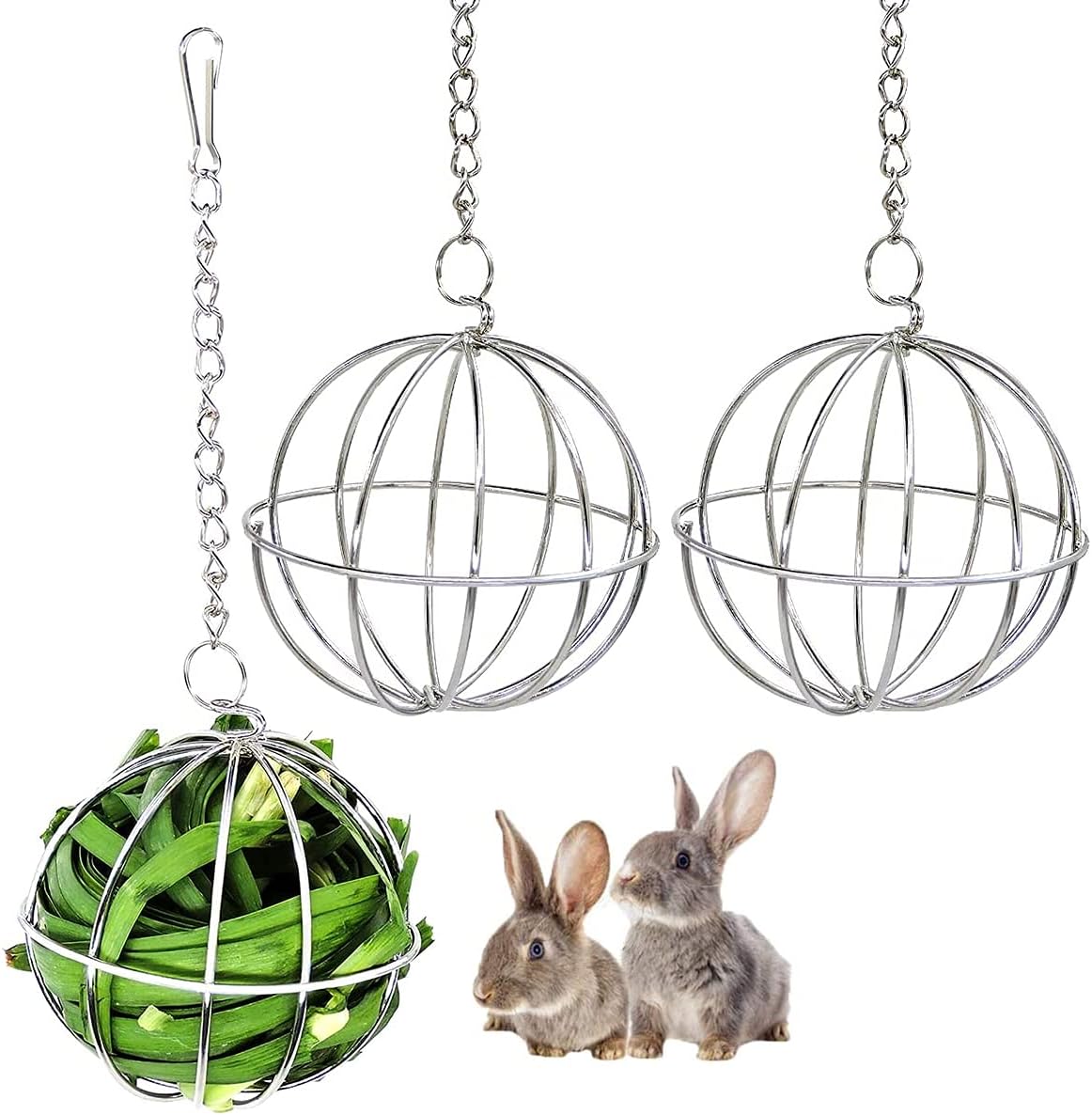 RoadLoo 3 Piece Stainless Steel Rabbit Hay Ball Feeding Hay Ball ...