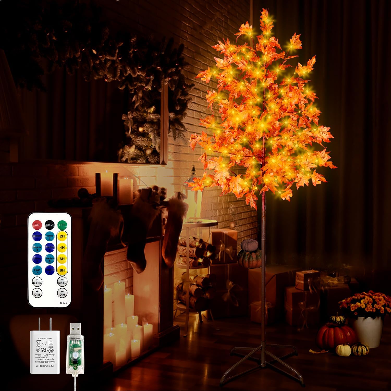 Amazon.com: 6FT LED Lighted Fall Tree 144 LEDs Maple Tree Light for ...
