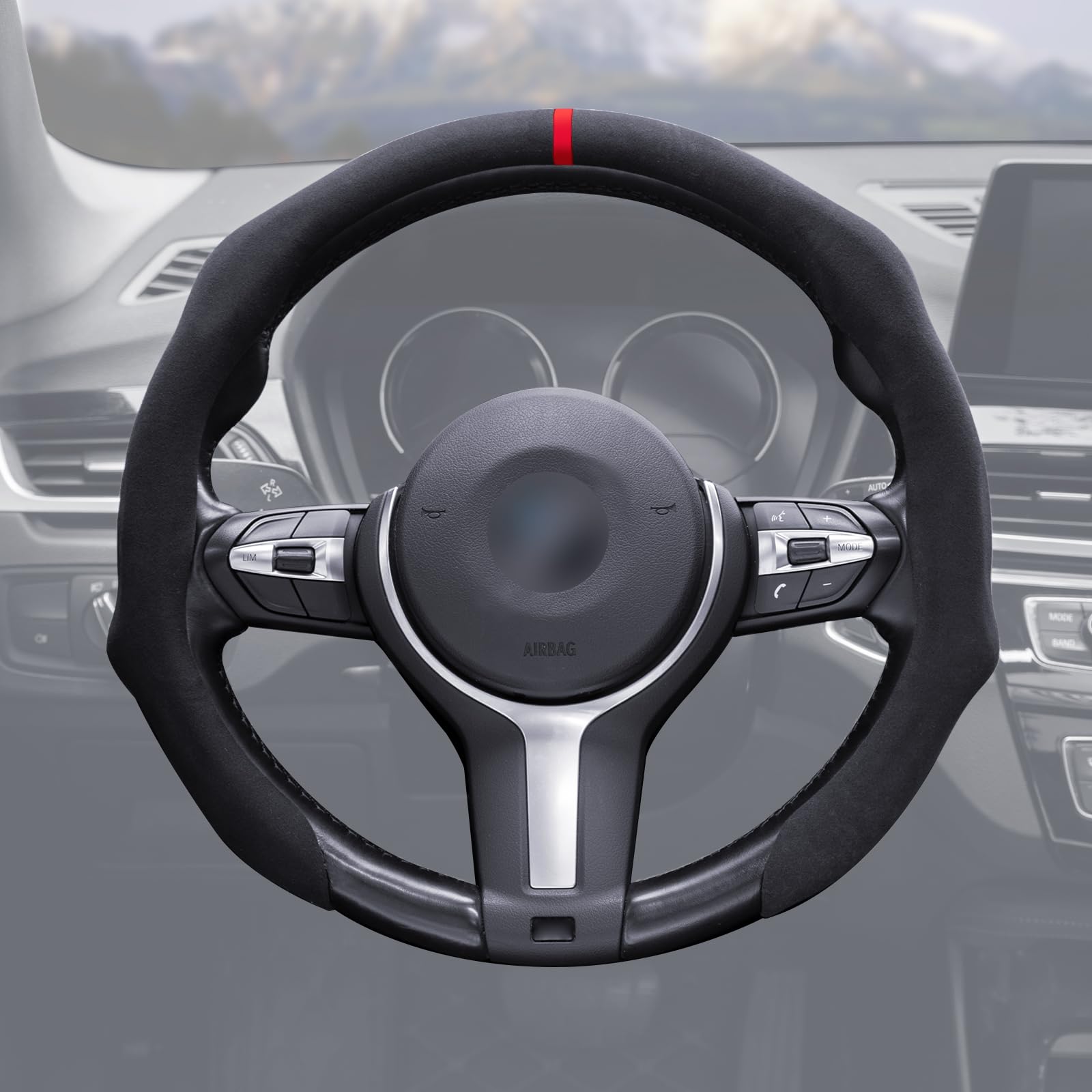 Car Steering Wheel Cover Suede 15 inch Steering Wheel Grip Snap on ...