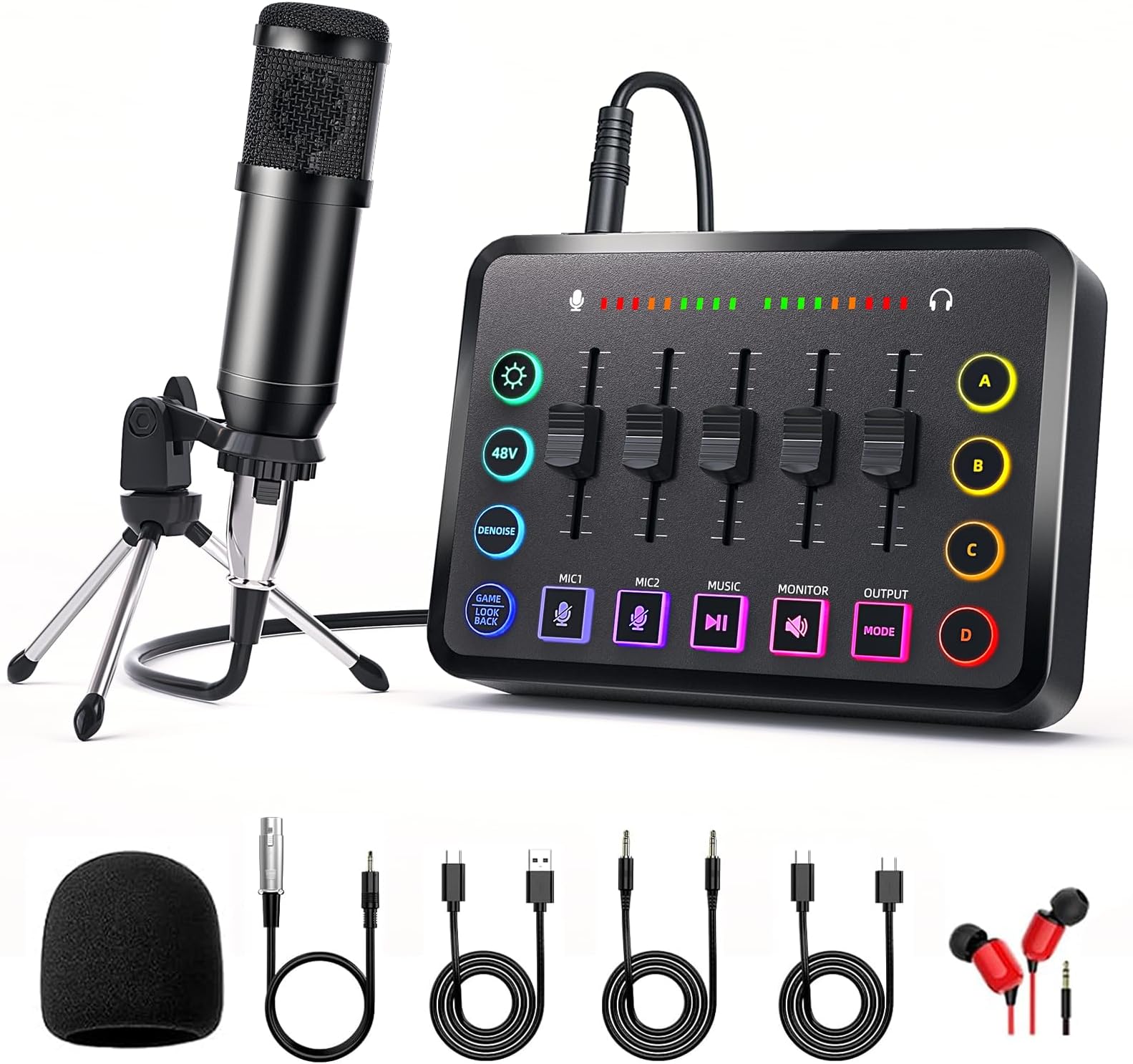 Amazon.com: LILUOSUO Podcast Equipment Bundle Includes Audio Mixer and ...