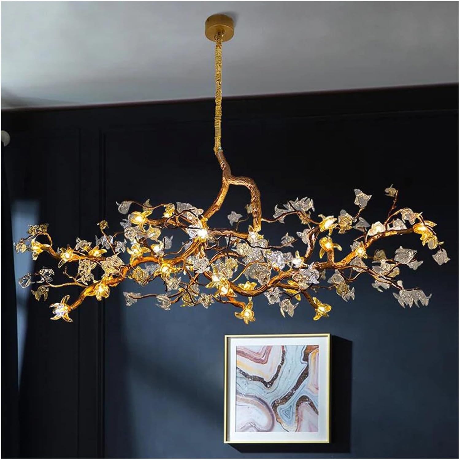 ShEraf Luxury Flower Chandelier Dining Lighting Copper Lamp Gold Living ...