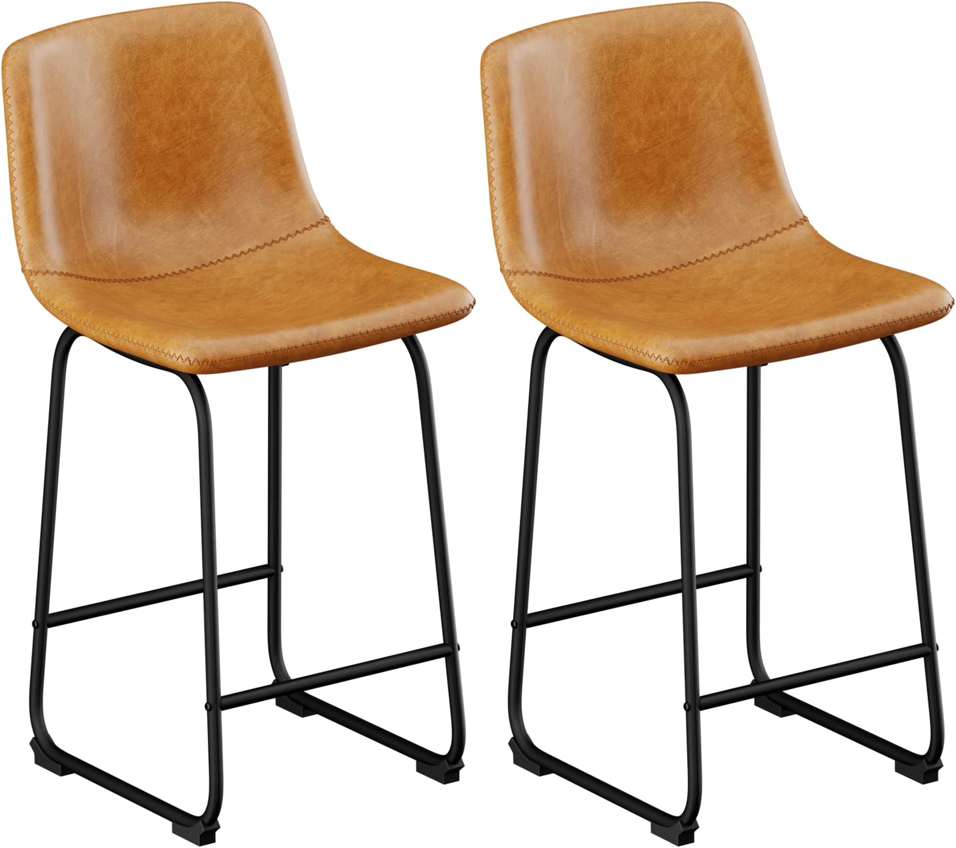 Amazon.com: Barton Set of 2 Bar Stools Myrick Rustic Brown w/Back 30 ...