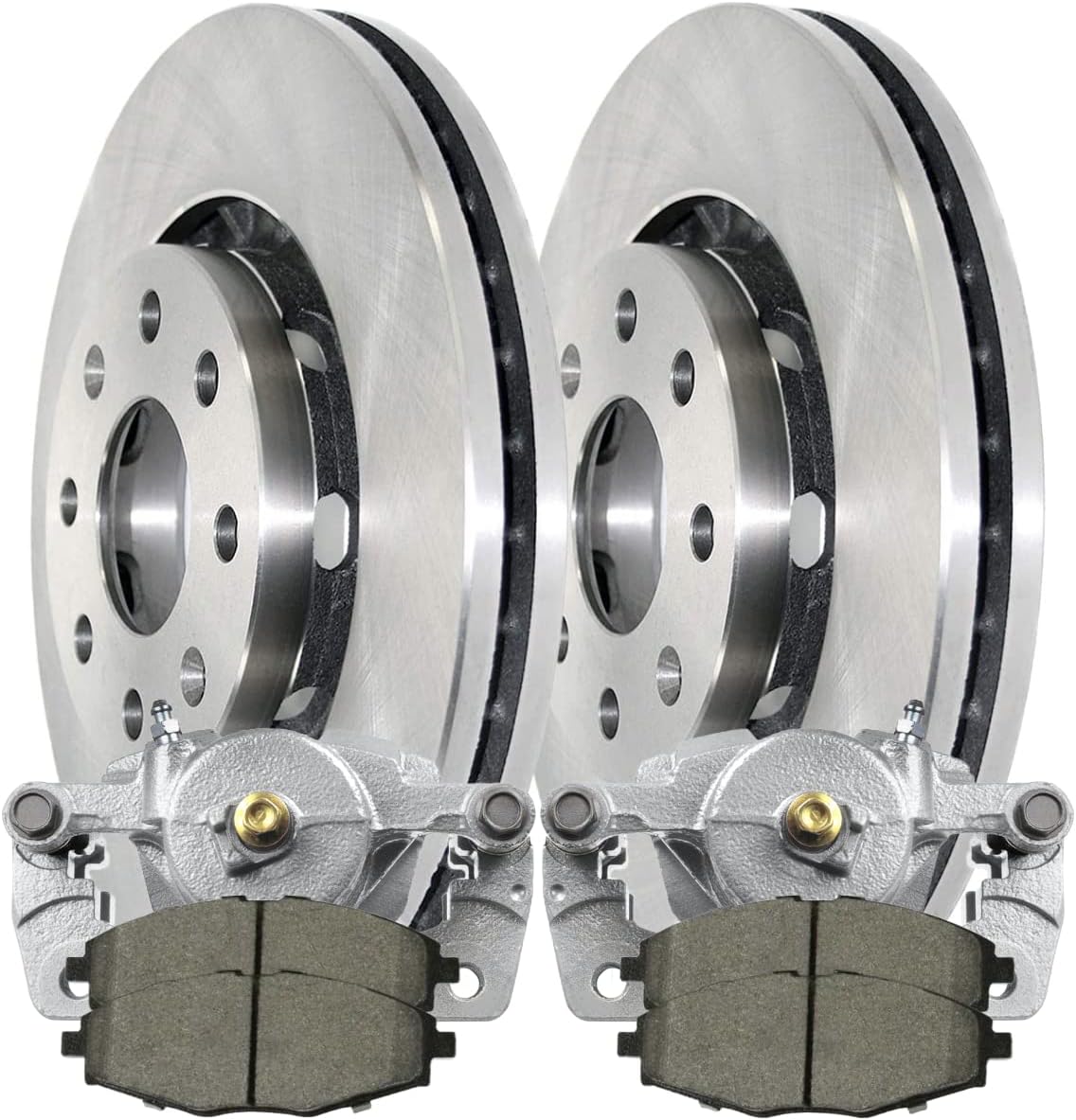 Amazon.com: AutoShack Front Brake Rotors Calipers and Ceramic Pads Kit ...
