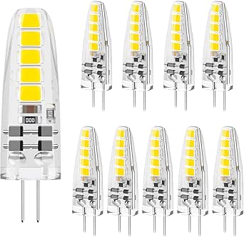 DiCUNO G4 LED Bulb Dimmable, 12V, JC Bi-Pin Base Light Bulbs 2W, Daylight White 5000K, 20W T3 ...
