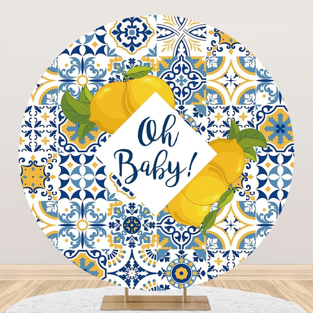 Amazon.com : Baocicco Oh Baby Round Backdrop Cover Lemon Theme Baby ...