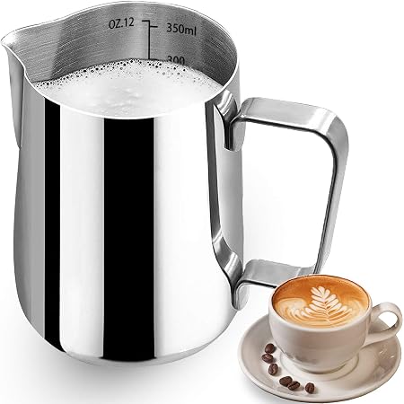 Amazon.com: HULISEN Milk Frothing Pitcher, 6.8oz/200ml Stainless Steel ...