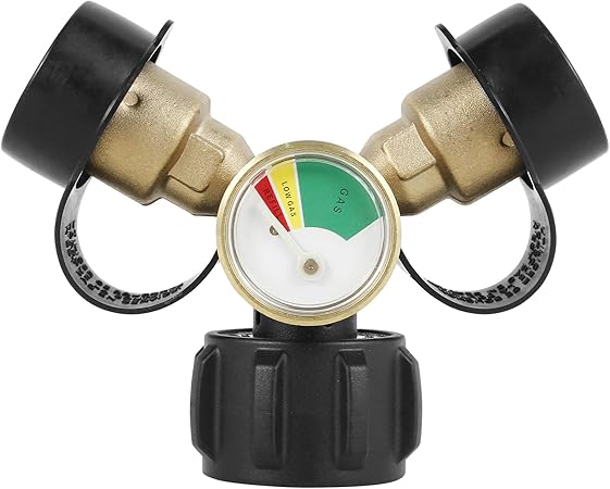 2 Way Propane Splitter with Shut Off Valve and Gauge Brass Propane Tank ...