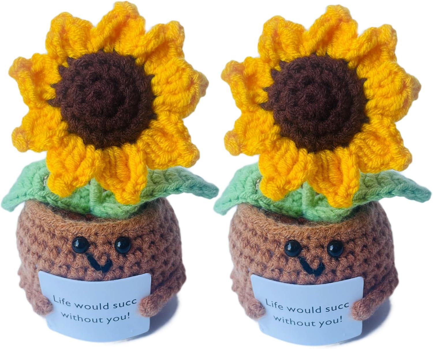 Amazon.com: SHUAISHIDAI 2PCS Positive Crochet Sunflower Doll Funny ...